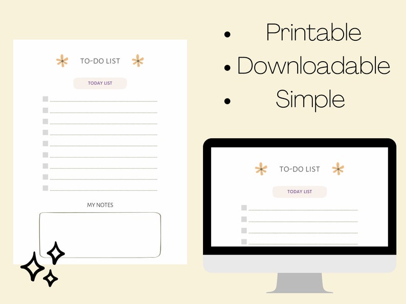Digital to Do List, Digital Download, Notes, Printable, PDF, to Do List ...