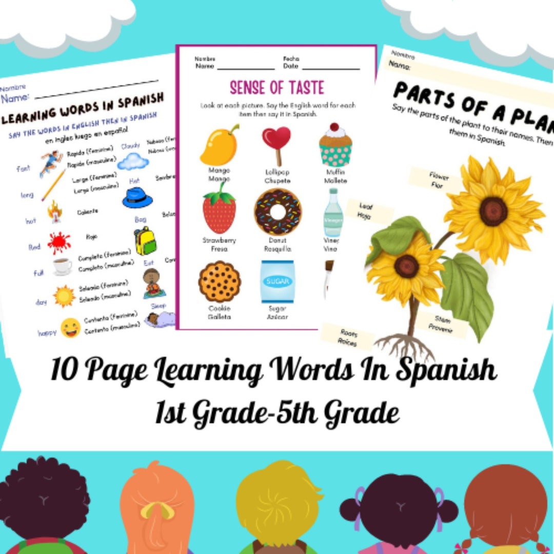 10 Page Learning Words in Spanish Packet 1st- 5th Grade - Etsy