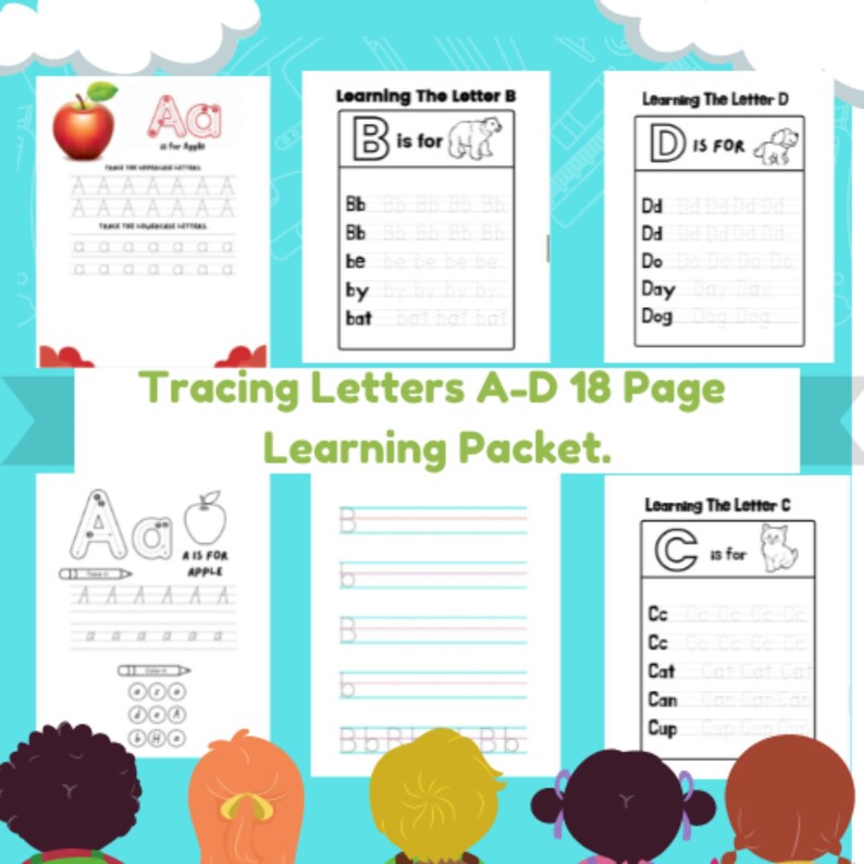 18 Page Tracing Letters A-D for Pre-k- 1st Grade - Etsy