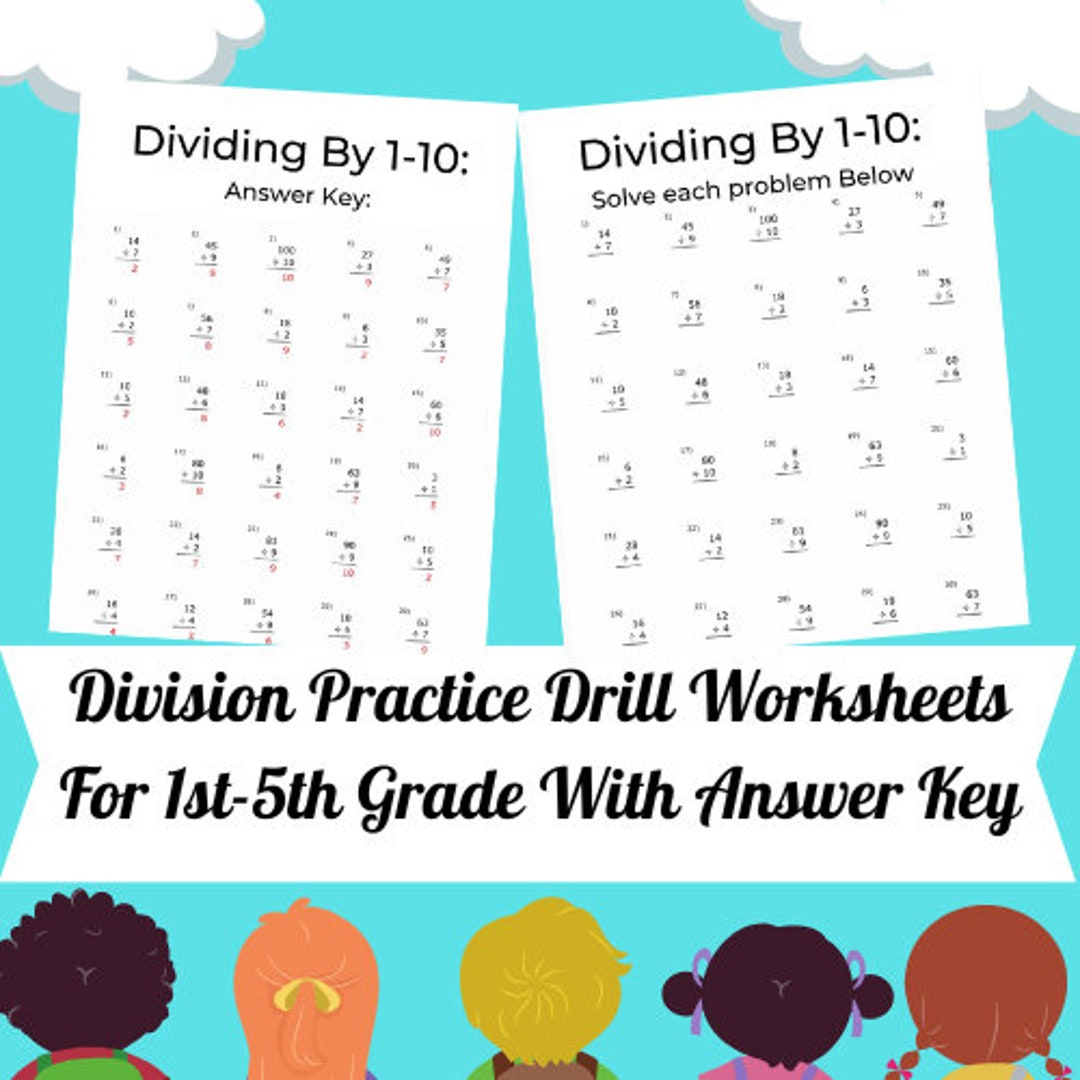 40 Page Division Drill Worksheet for Kindergarten- 1st Grade Students ...