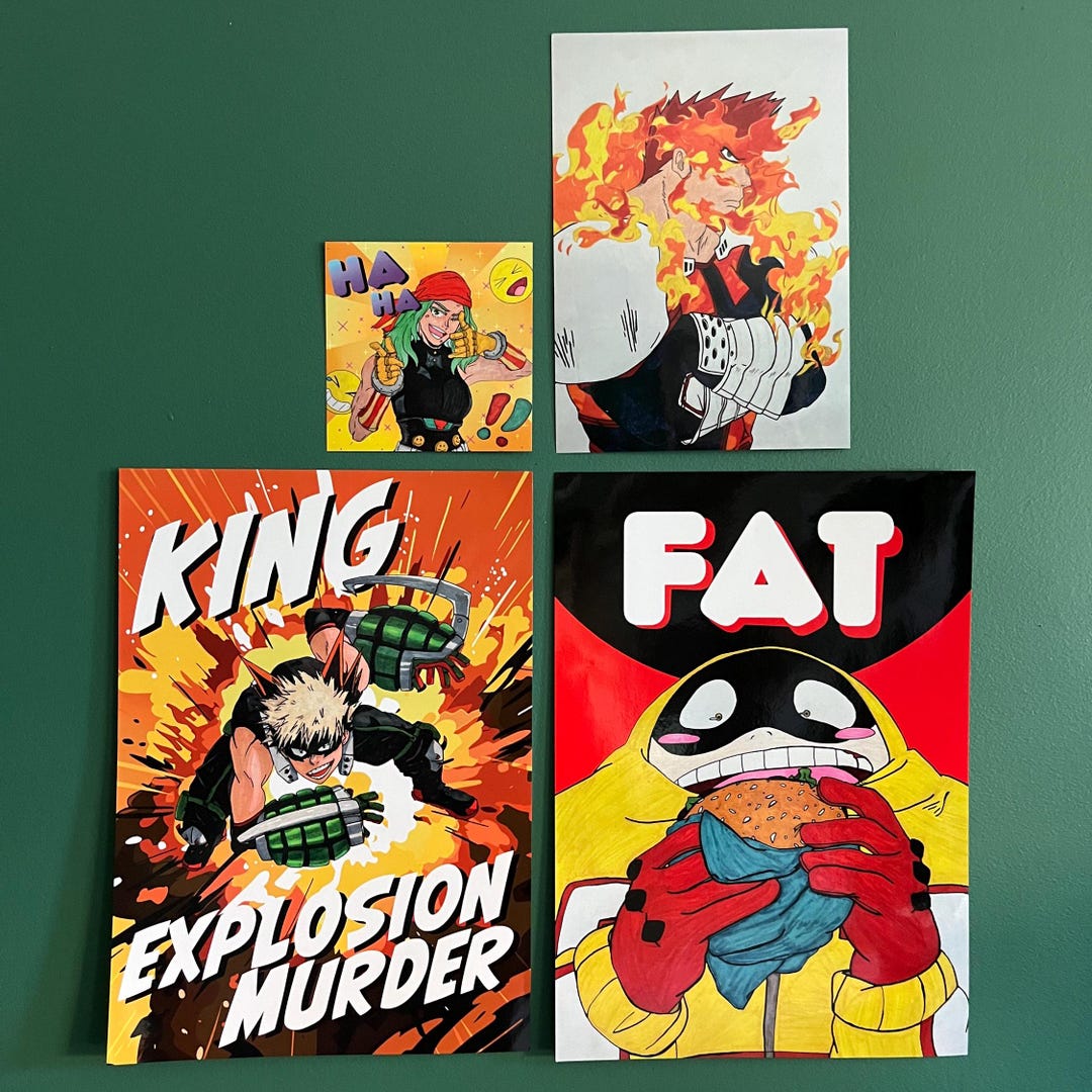 MHA Bakugo, Fatgum, Ms Joke, Endeavor Prints - Etsy