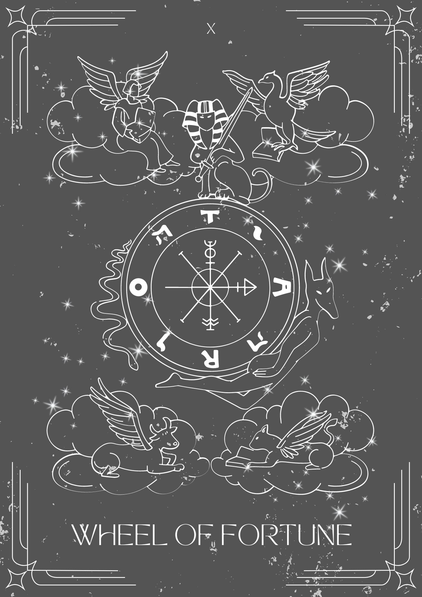 The Wheel of Fortune Black & White Digital Print - Etsy