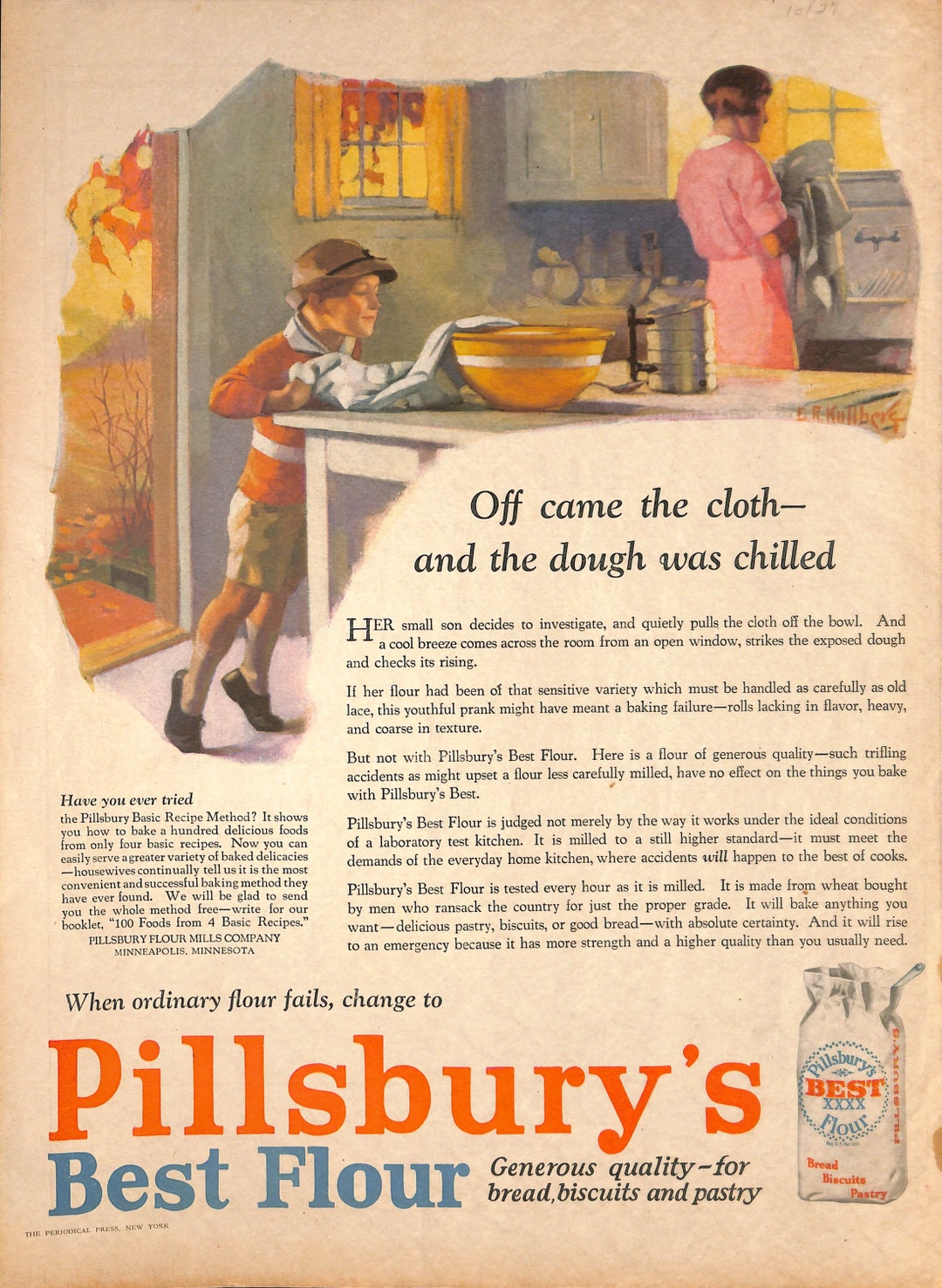 1927 Pillsbury's Best Flour Vintage Print Ad 1920s Kitchen Child ...