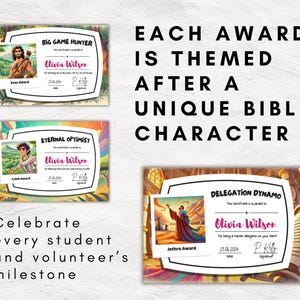 Bible Character Achievement Certificates and Postcard Bundle | 60 ...