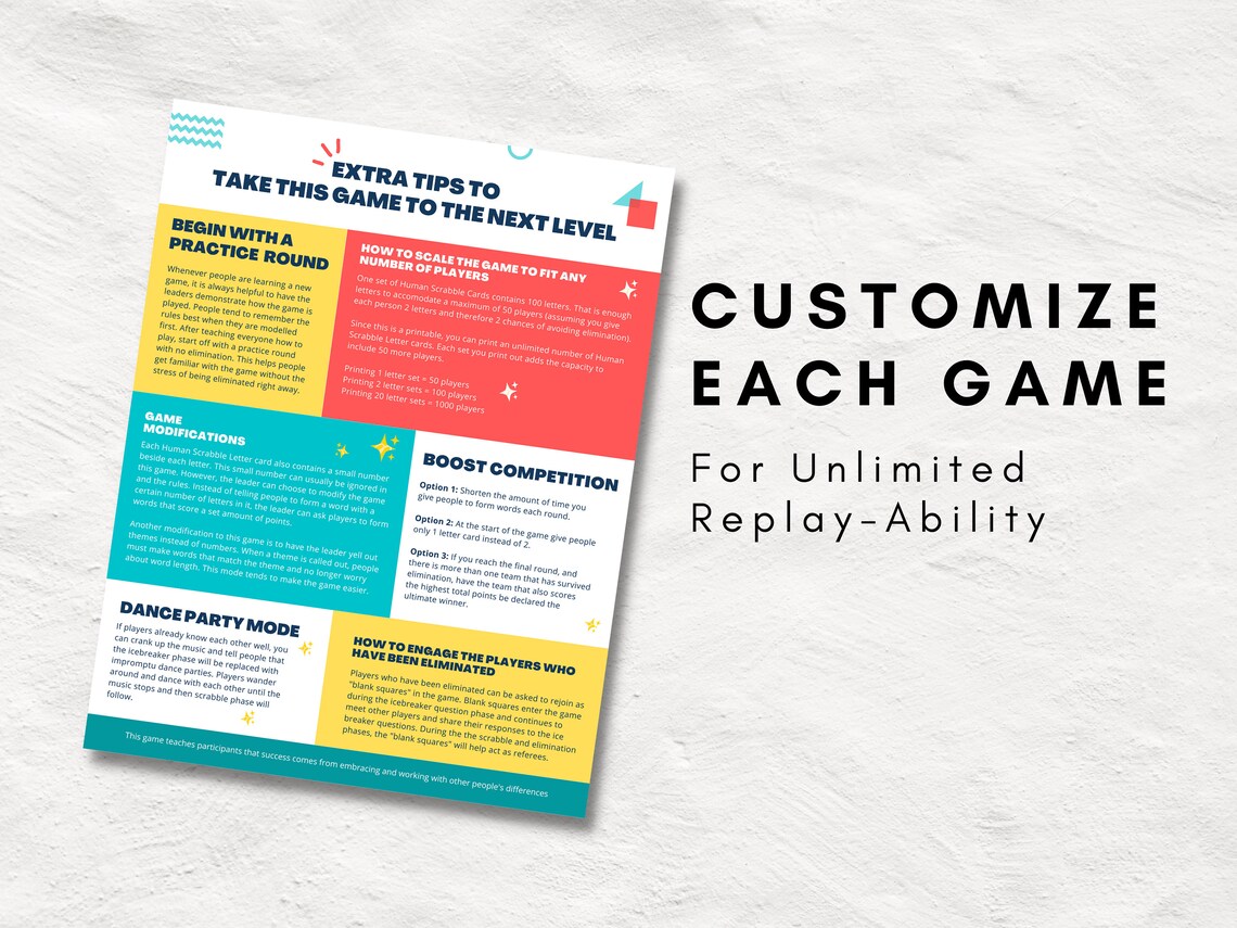 Human Scrabble Icebreaker & Teambuilder Game Classroom Youth Group ...