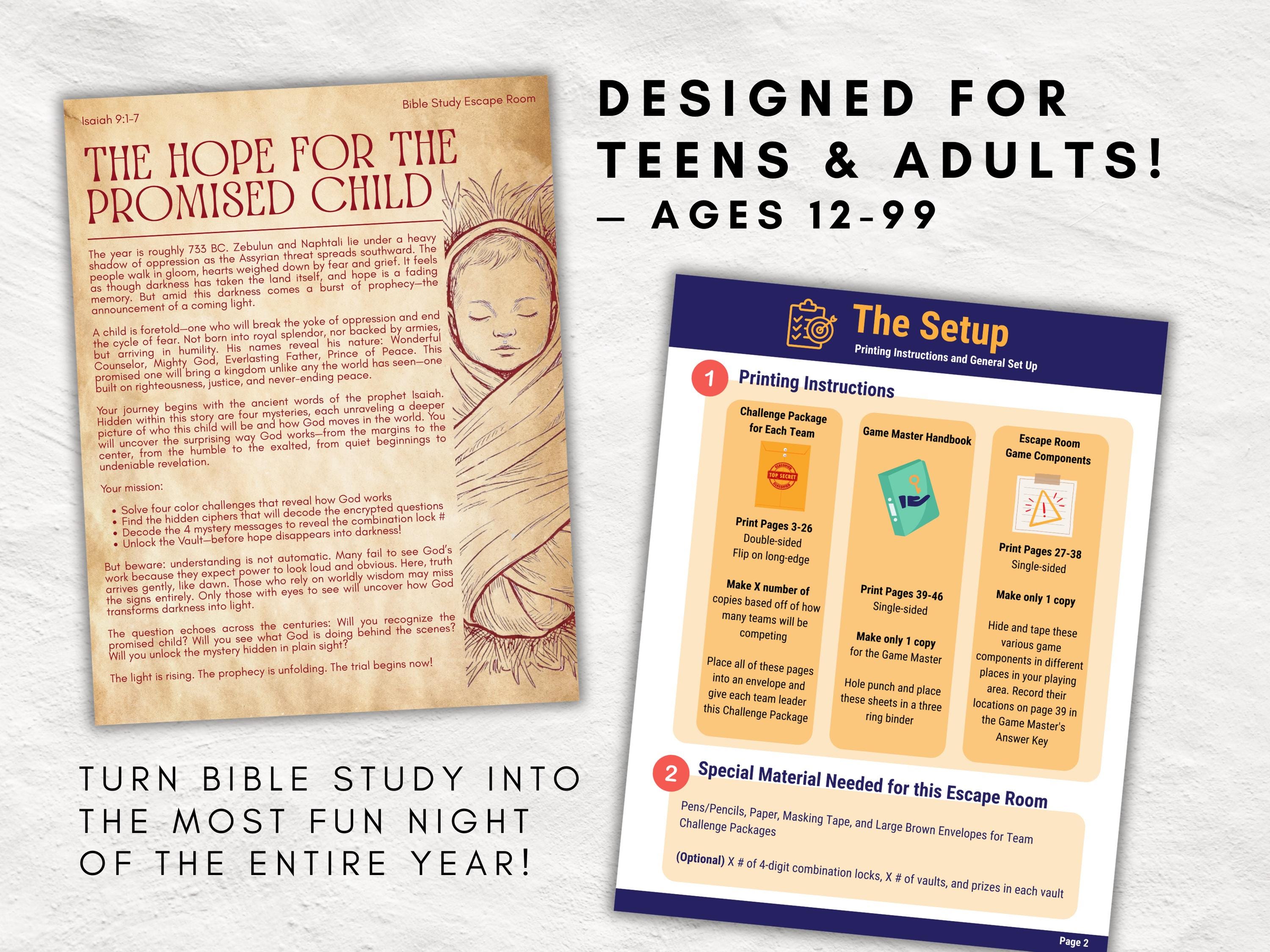 Bible Study Christmas Escape Room for Teens – Isaiah 9 Game | Youth ...