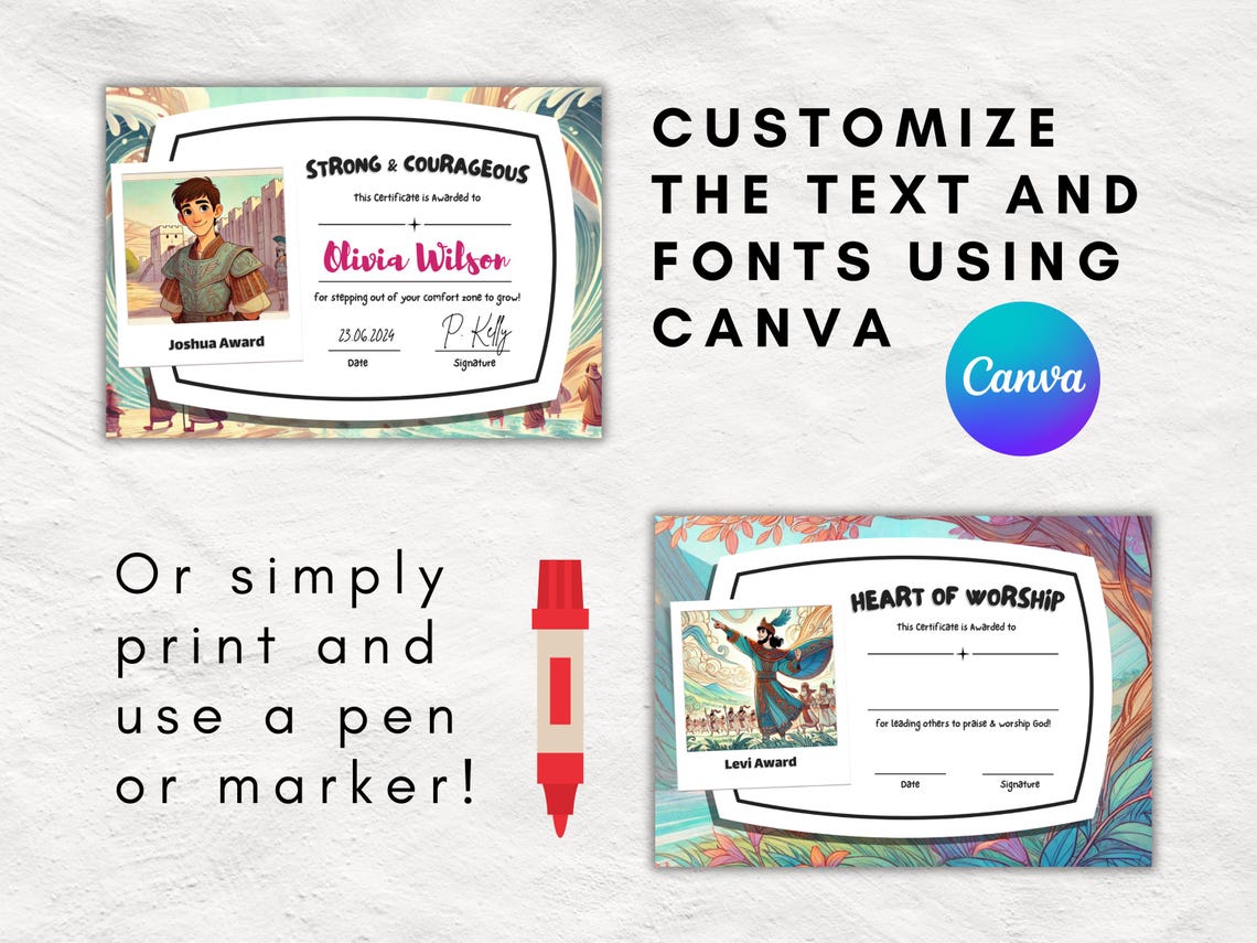 Bible Character Achievement Certificates and Postcard Bundle | 60 ...