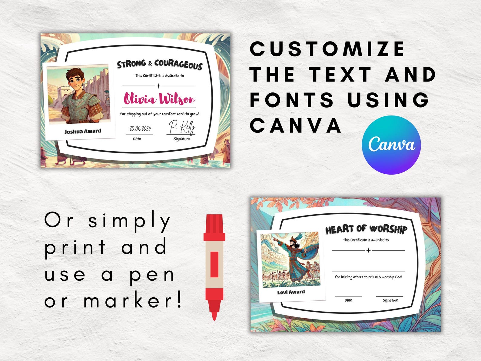 Bible Character Achievement Certificates and Postcard Bundle | 60 ...