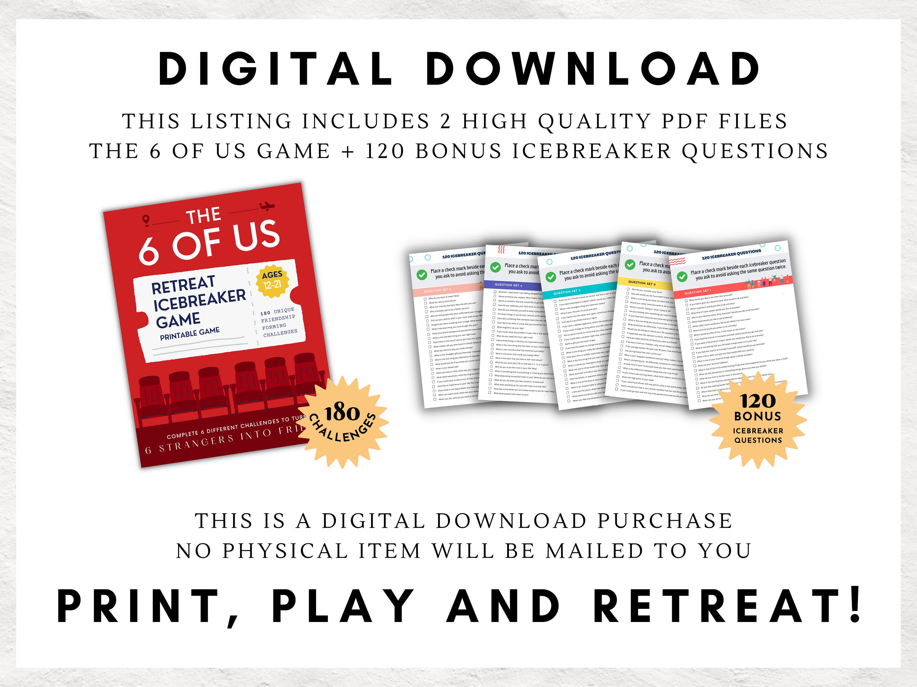 The Six of Us Icebreaker Retreat Game for Ages 12 180 Unique Challenges ...