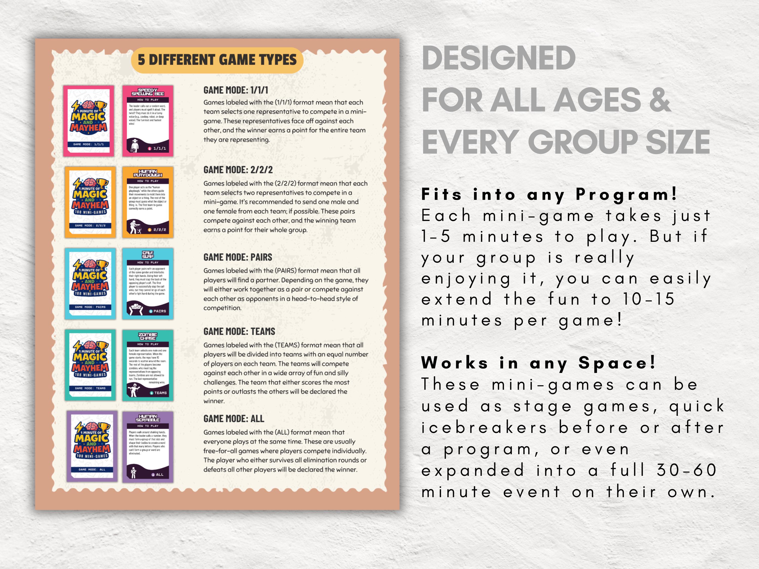 One Minute of Magic and Mayhem | 108 Printable Mini Games + 108 ...