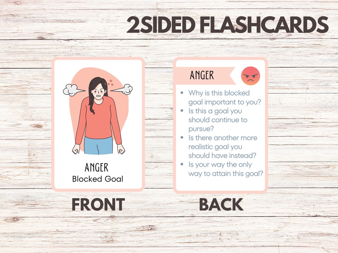 Printable Emotions Flash Cards Learn the Feelings Therapy - Etsy