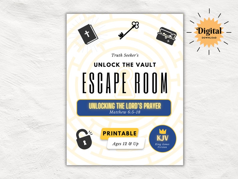 KJV | Unlocking the Lord's Prayer | Bible Study Escape Room Kit for ...