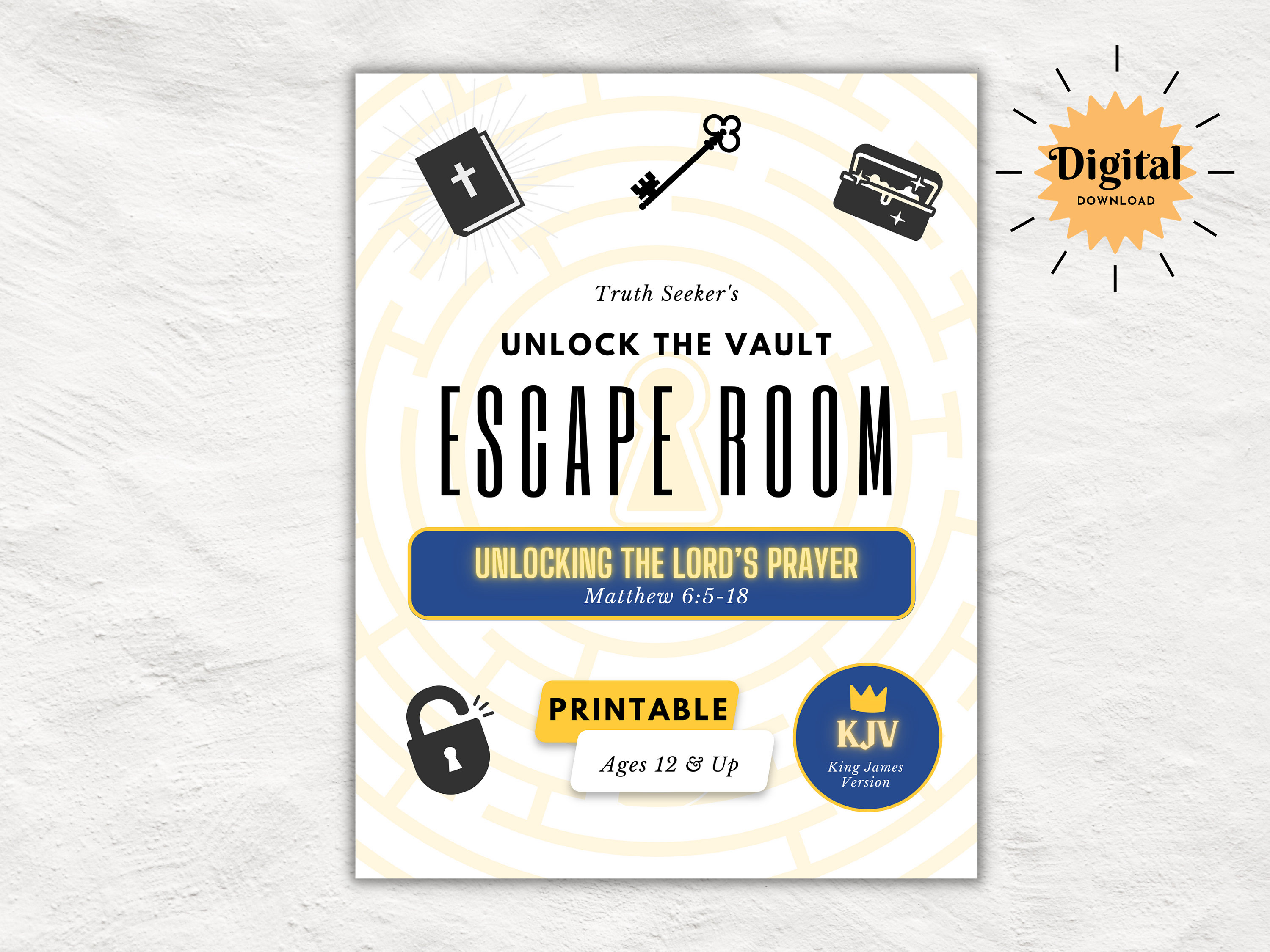 KJV | Unlocking the Lord's Prayer | Bible Study Escape Room Kit for ...
