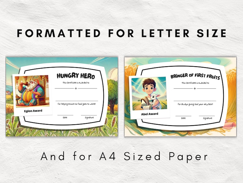 Bible Character Achievement Certificates and Postcard Bundle | 60 ...
