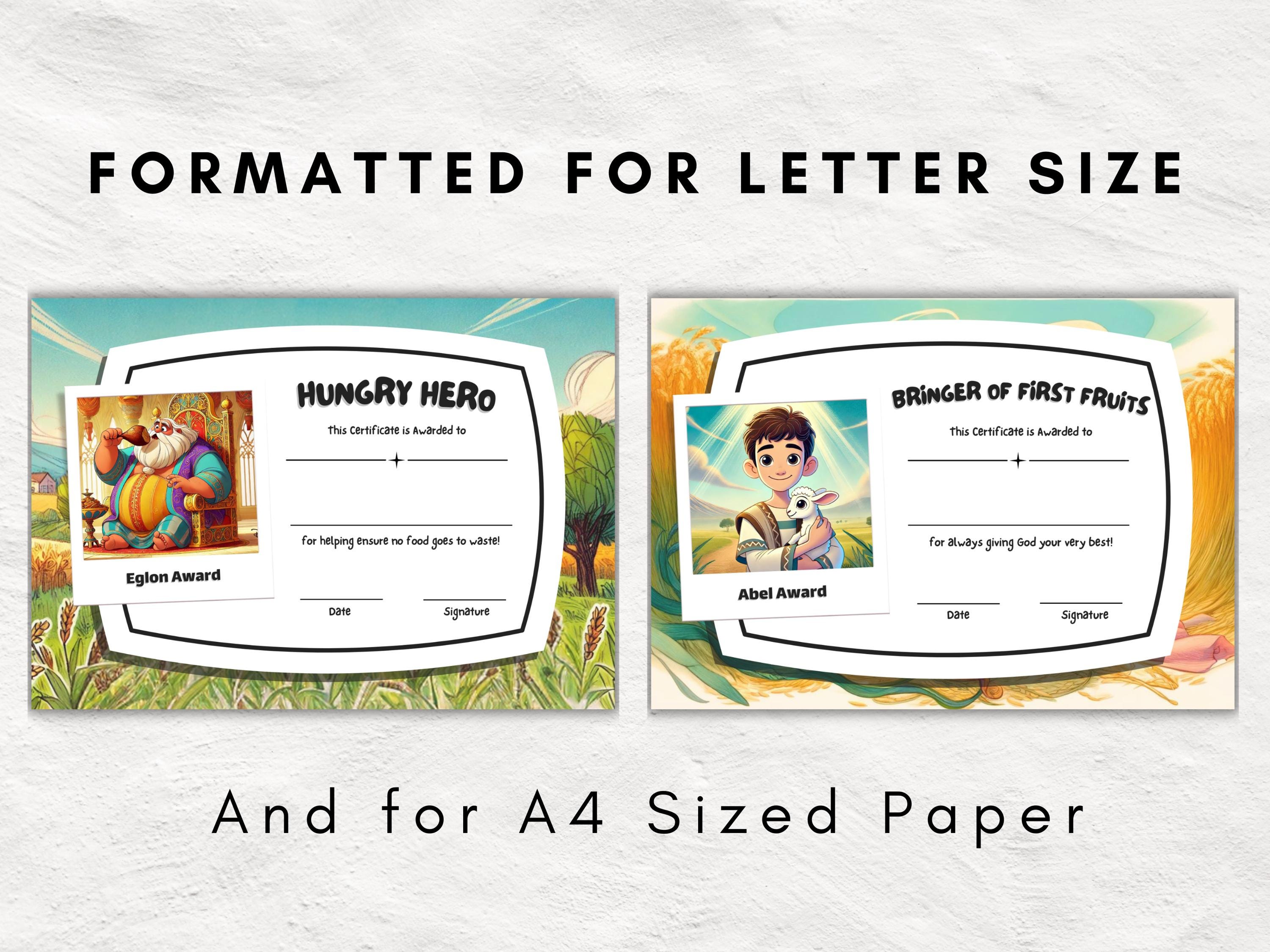 Bible Character Achievement Certificates and Postcard Bundle | 60 ...