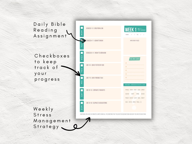 52 Week Bible Reading Plan and Planner | Read the Bible in 1 Year ...