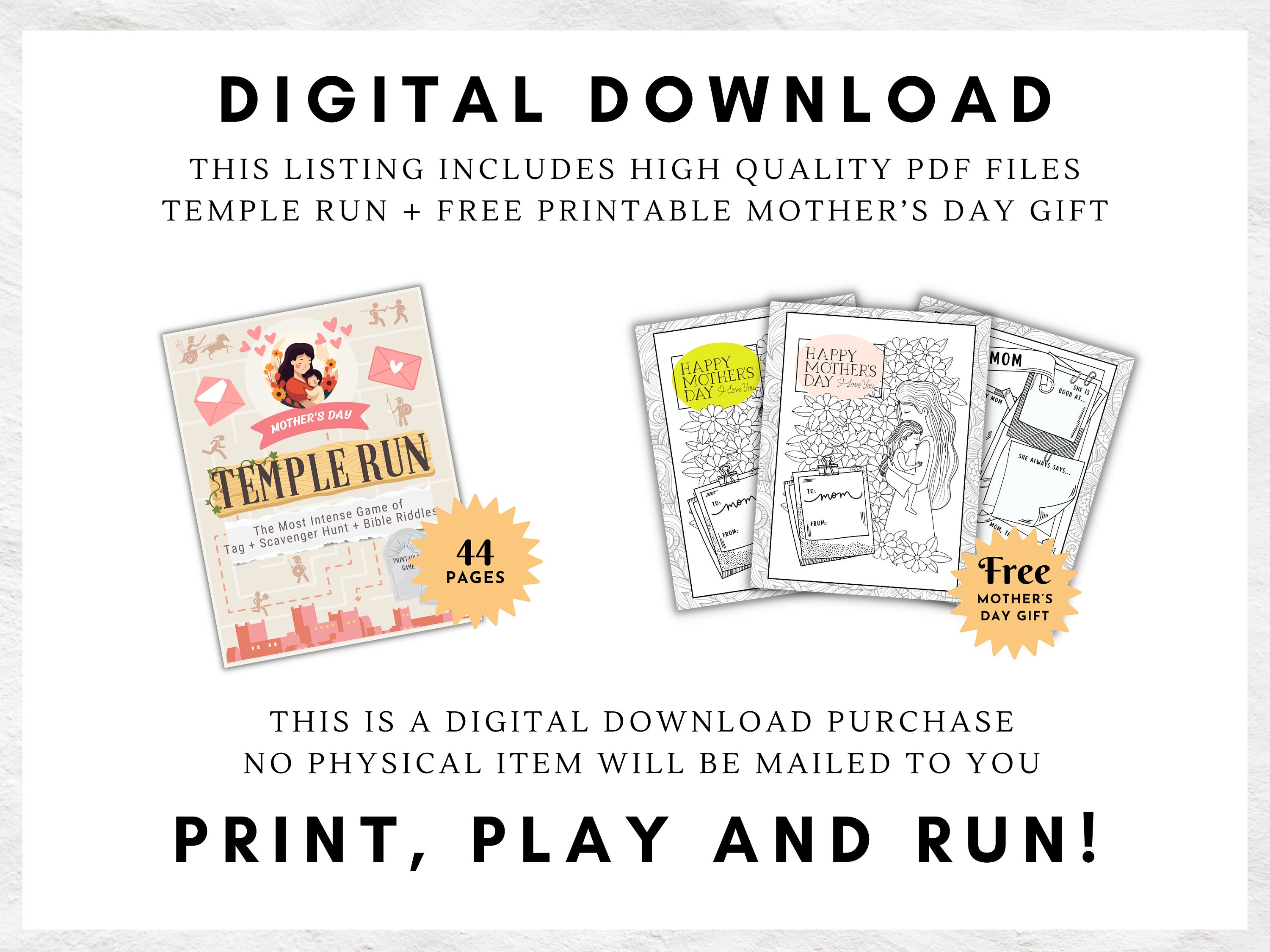 Mothers Day Temple Run Secret Code Scavenger Hunt Kit Unlock Steps to ...