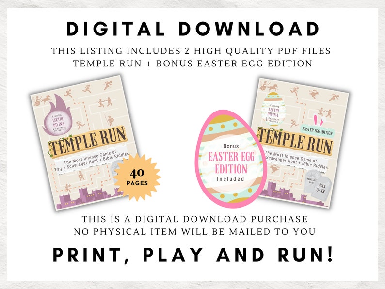 Temple Run Scavenger Hunt Kit Easter Egg Hunt Children and Youth ...