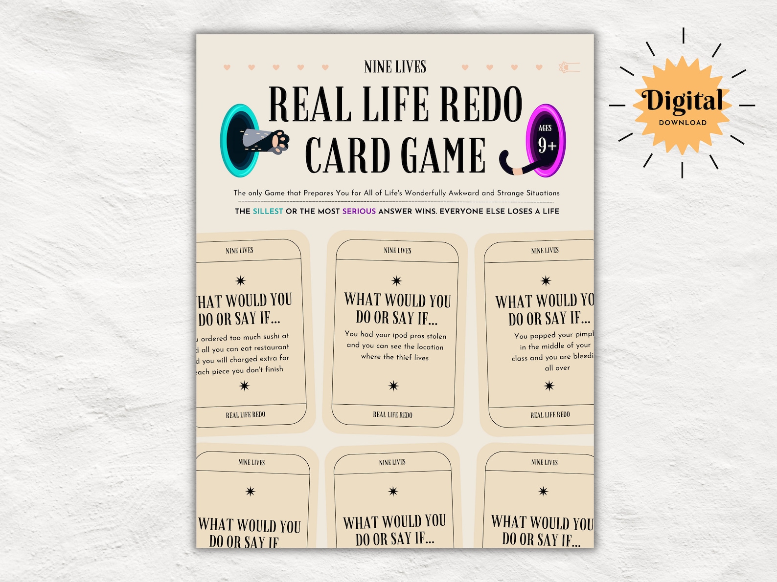 Nine Lives Real Life Redo | Card Game for Children, Youth, and Young ...