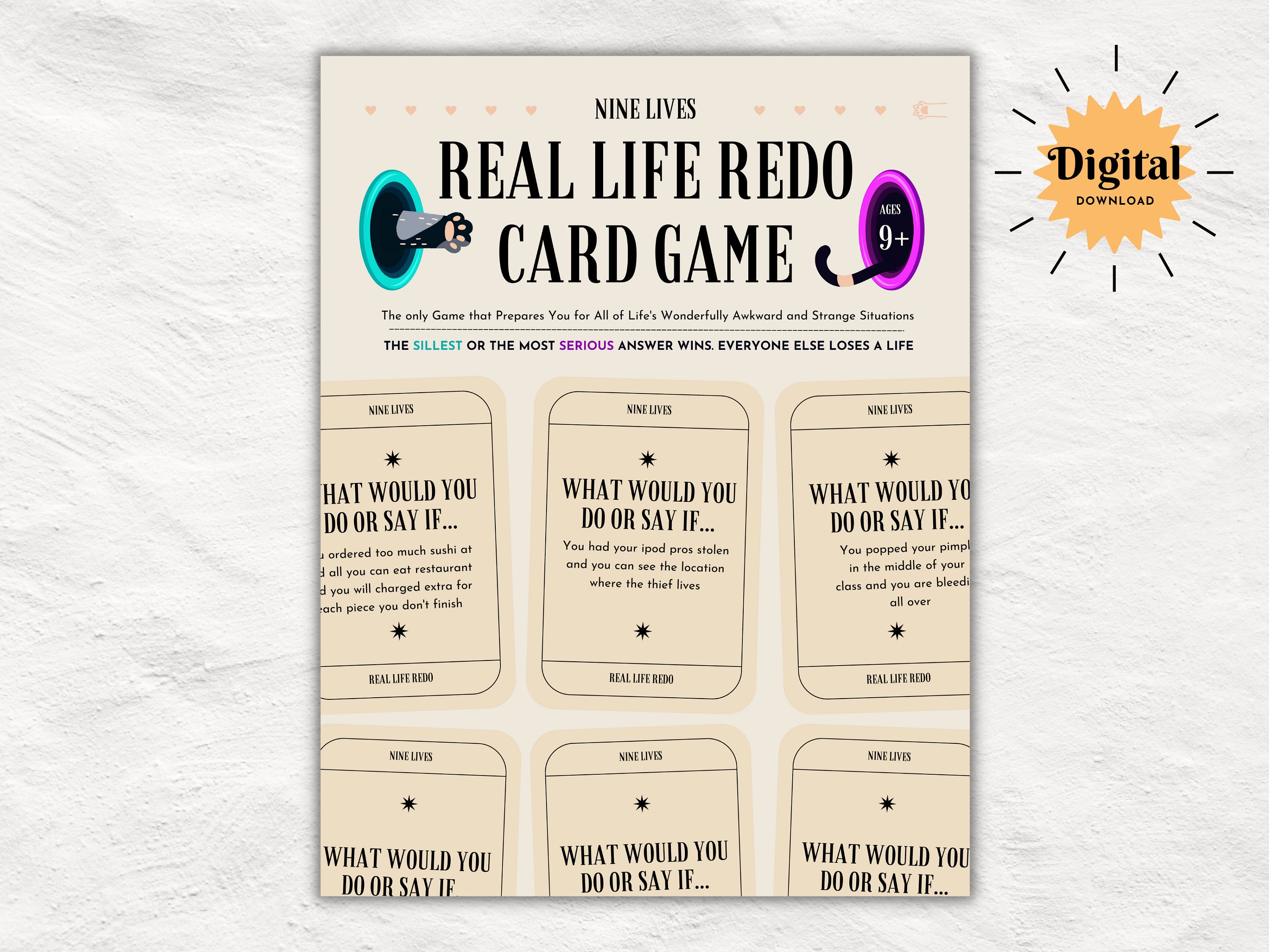 Nine Lives Real Life Redo | Card Game for Children, Youth, and Young ...