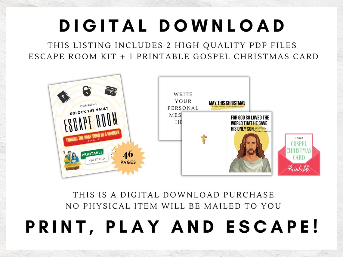 Christmas Escape Room Quest Luke 2 Nativity Bible Study Escape Room ...