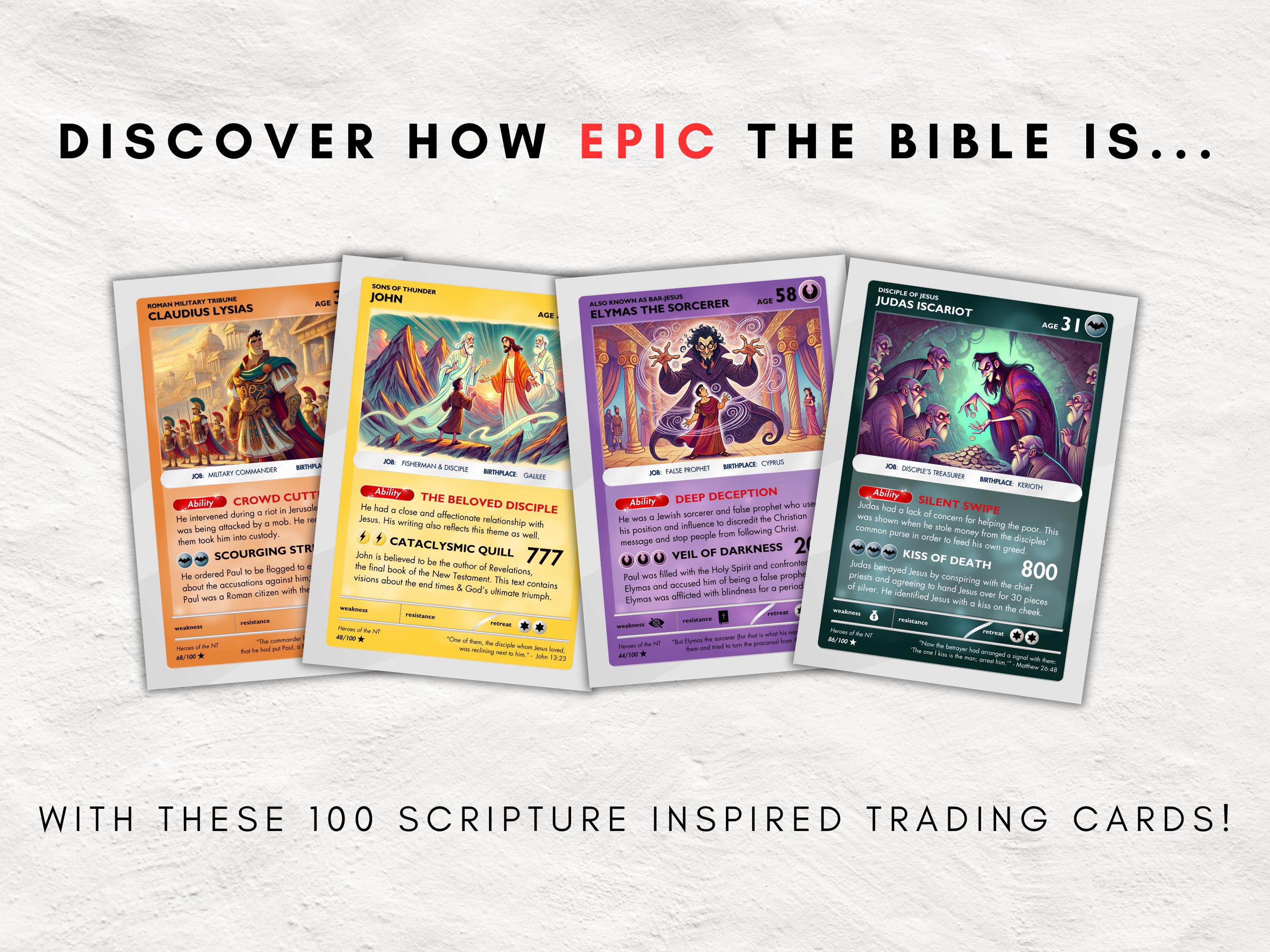 100 Printable Bible Trading Cards | New Testament Character Collection ...