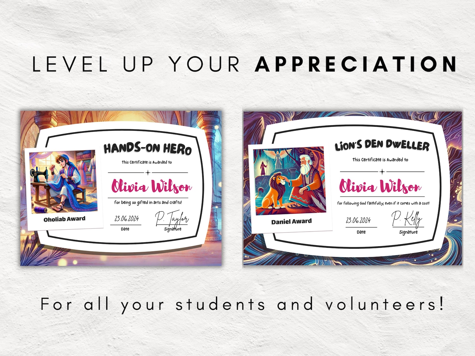 Bible Character Achievement Certificates and Postcard Bundle | 60 ...