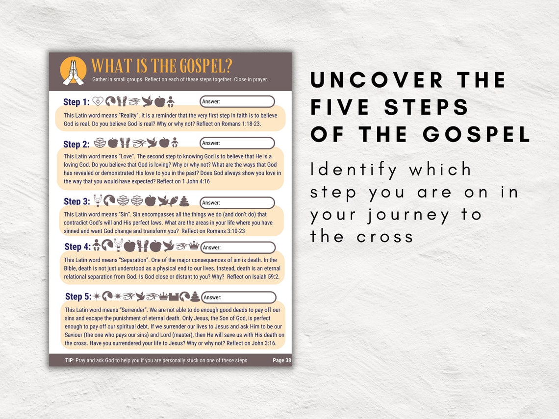 The 5 Steps of the Gospel Scavenger Hunt Kit Gospel of Salvation Tract ...