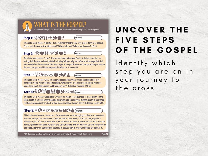The 5 Steps of the Gospel Scavenger Hunt Kit Gospel of Salvation Tract ...