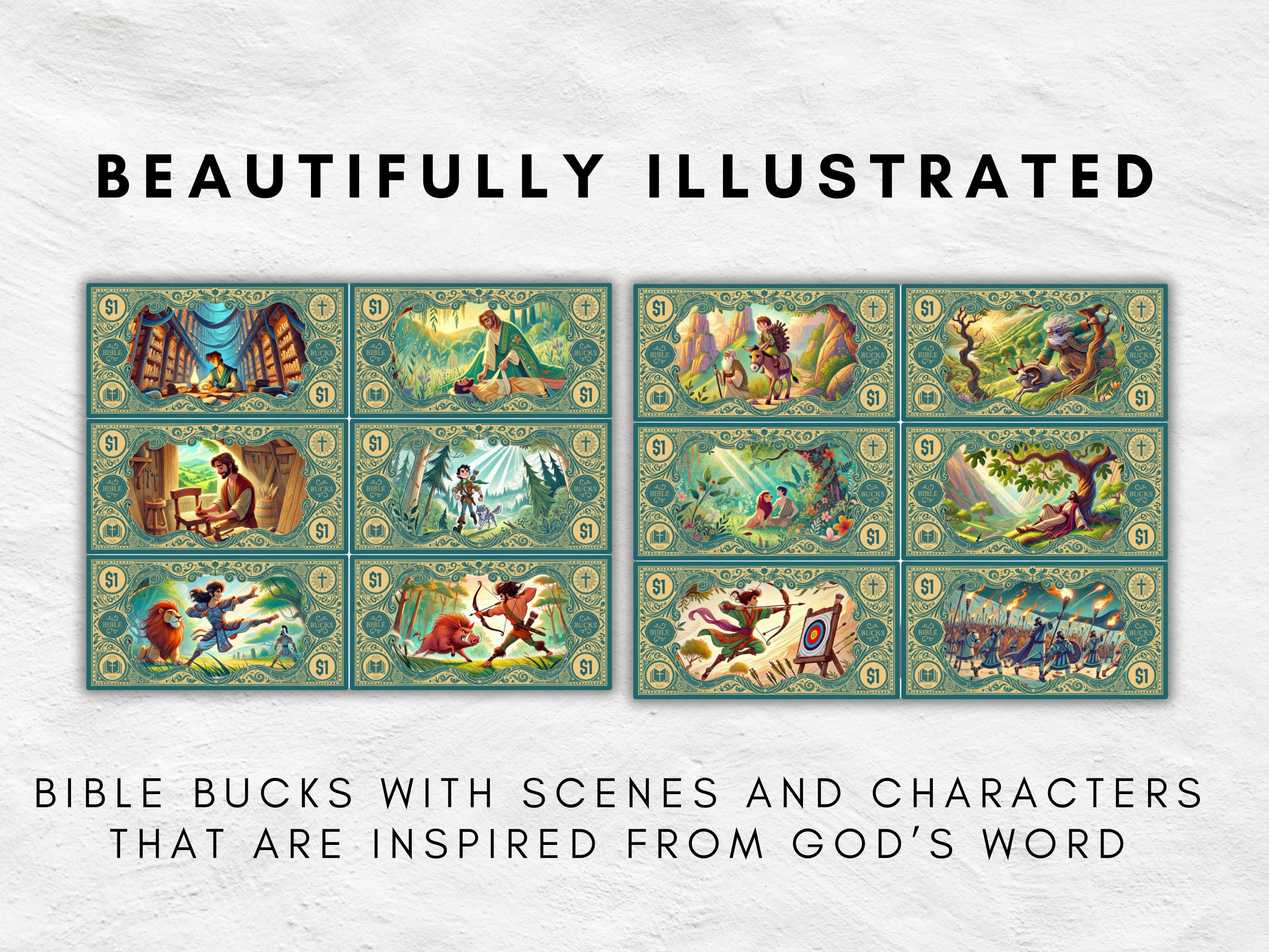 Printable Bible Bucks Bundle - 108 Unique Bible-themed Rewards With QR ...