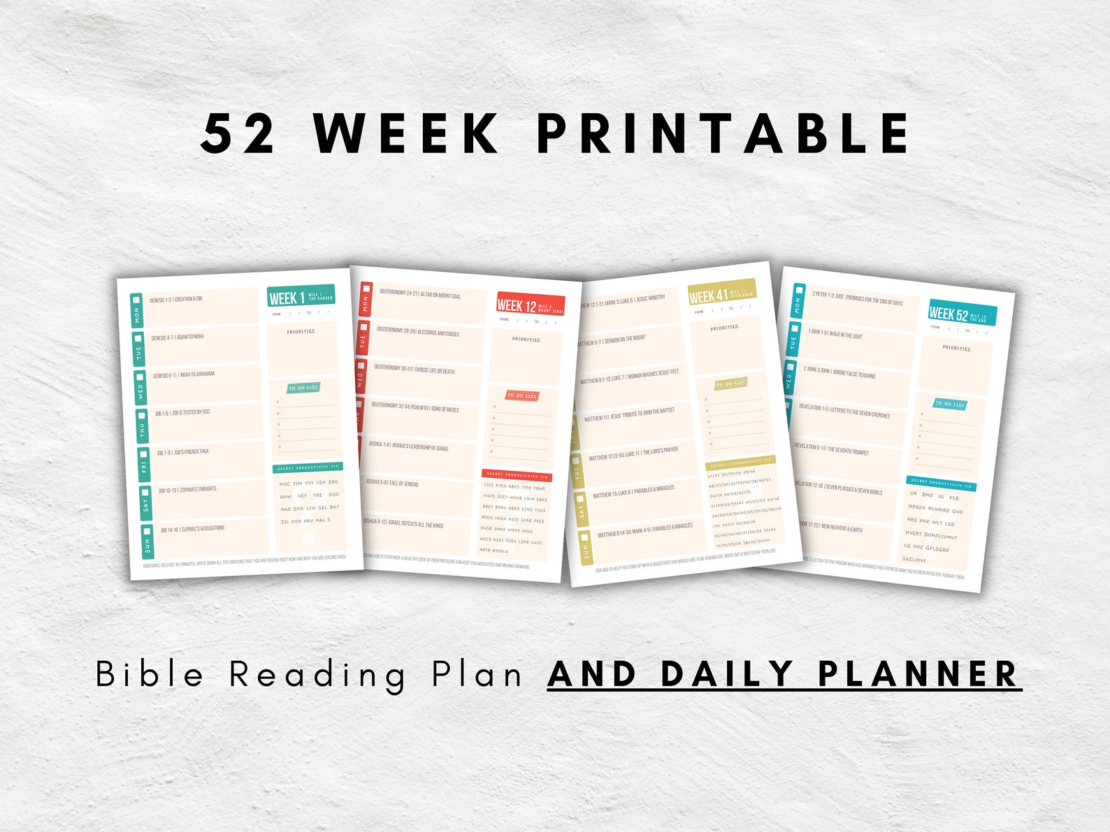 52 Week Bible Reading Plan and Planner | Read the Bible in 1 Year ...