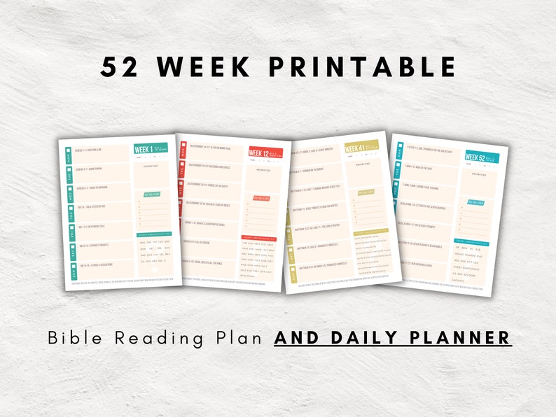 52 Week Bible Reading Plan and Planner | Read the Bible in 1 Year ...