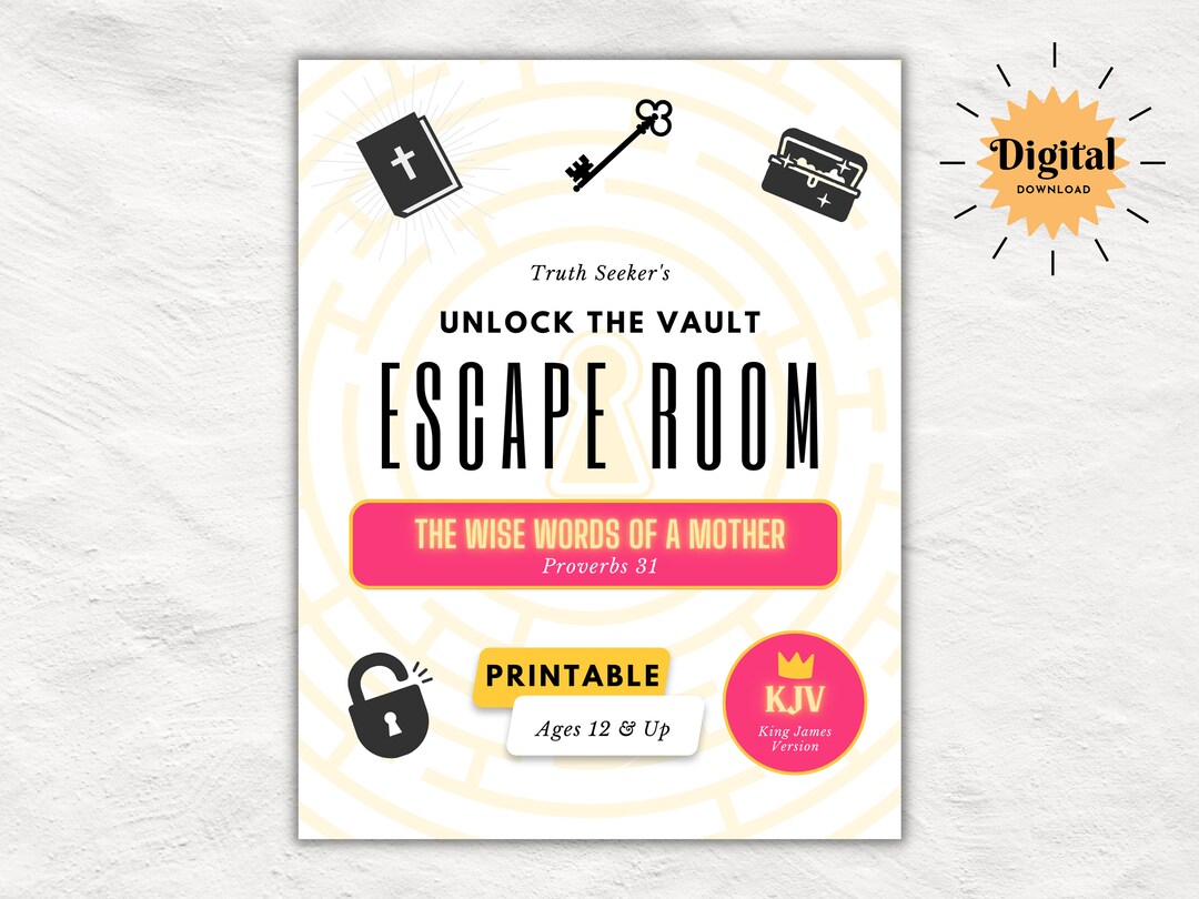 KJV | Bible Study Escape Room Game | Mother's Day | Proverbs 31 ...