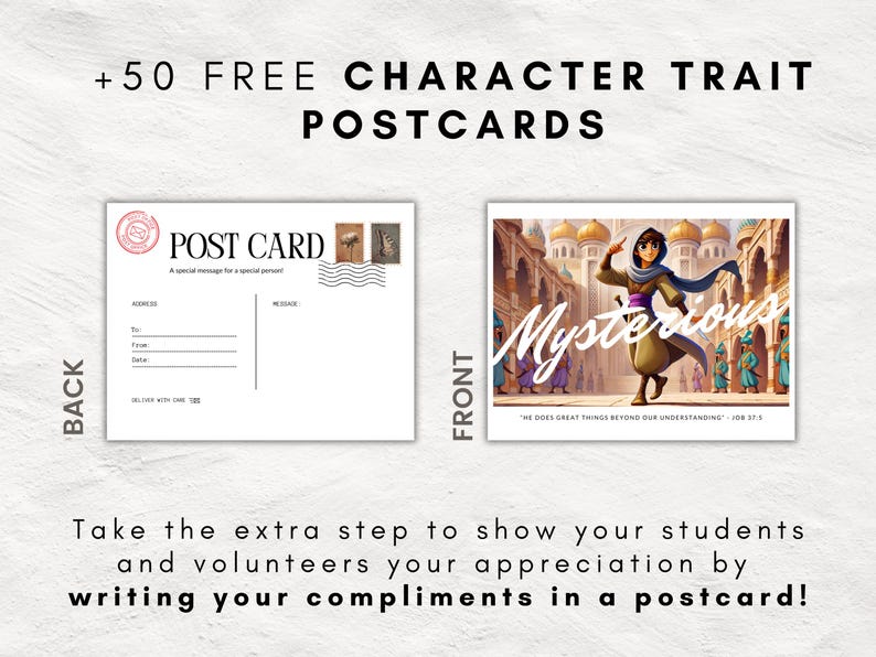 Bible Character Achievement Certificates and Postcard Bundle | 60 ...