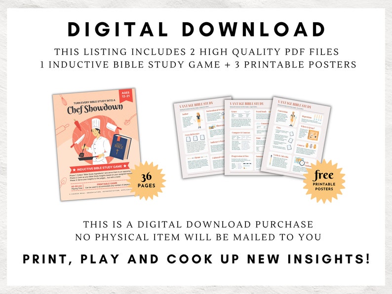 Inductive Bible Study Game for Teens and Adults Chef Showdown Cook up ...