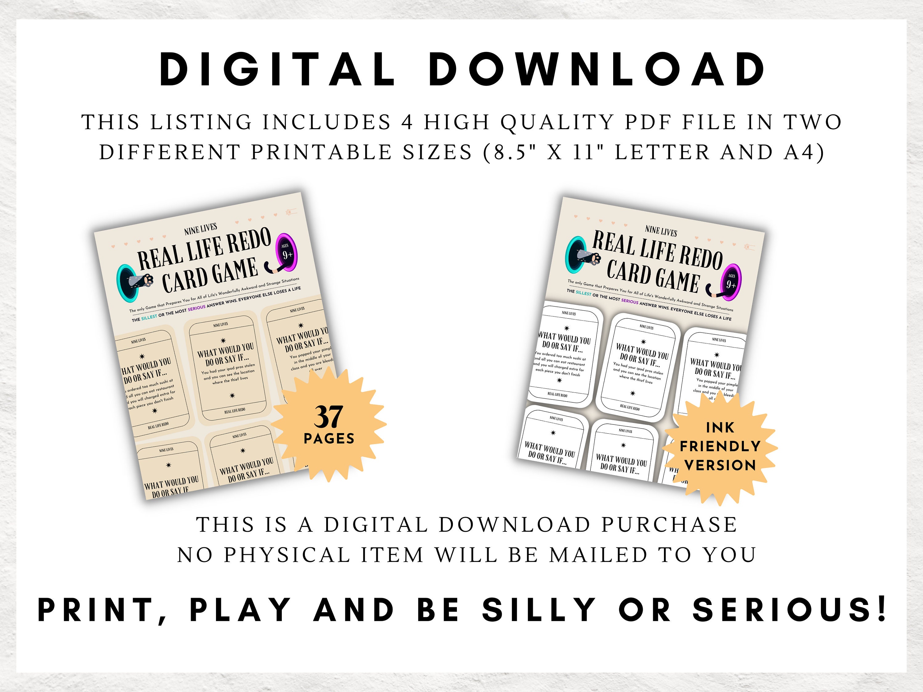 Nine Lives Real Life Redo Card Game for Children, Youth, and Young ...