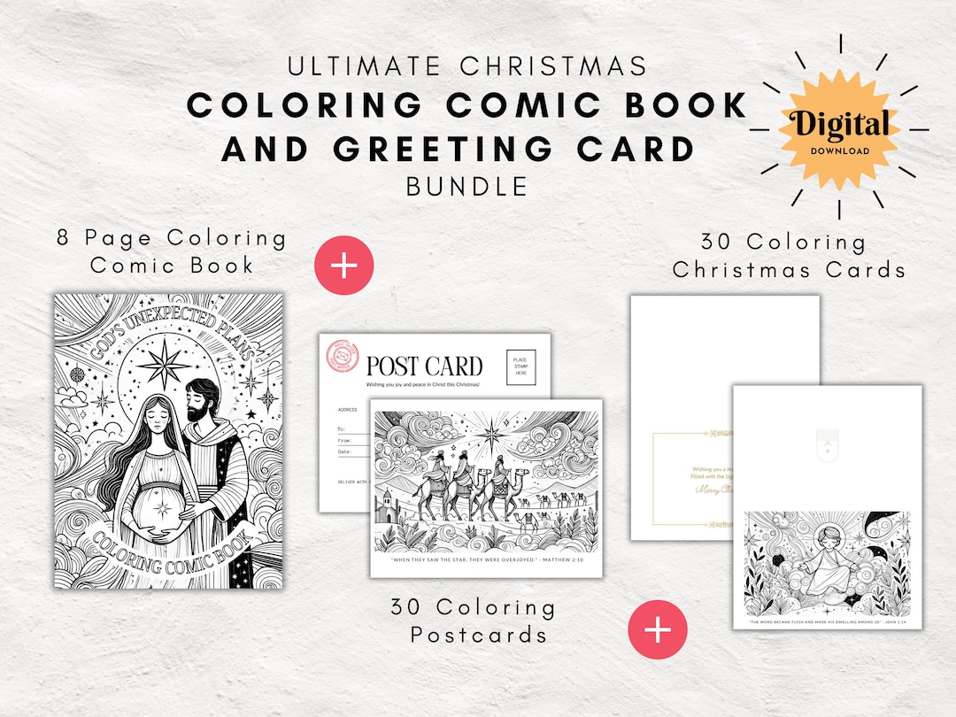 Christmas Christian Coloring Bundle | 8-page Coloring Comic Book | 44 ...