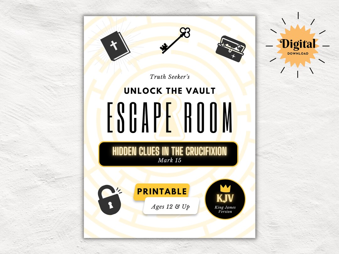 KJV | Bible Study Escape Room Game | Good Friday Printable Kit for ...