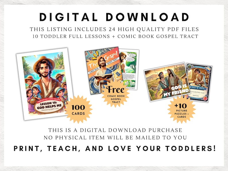 10 Toddler Sunday School Lessons Bundle | Preschool Key Faith Concepts ...