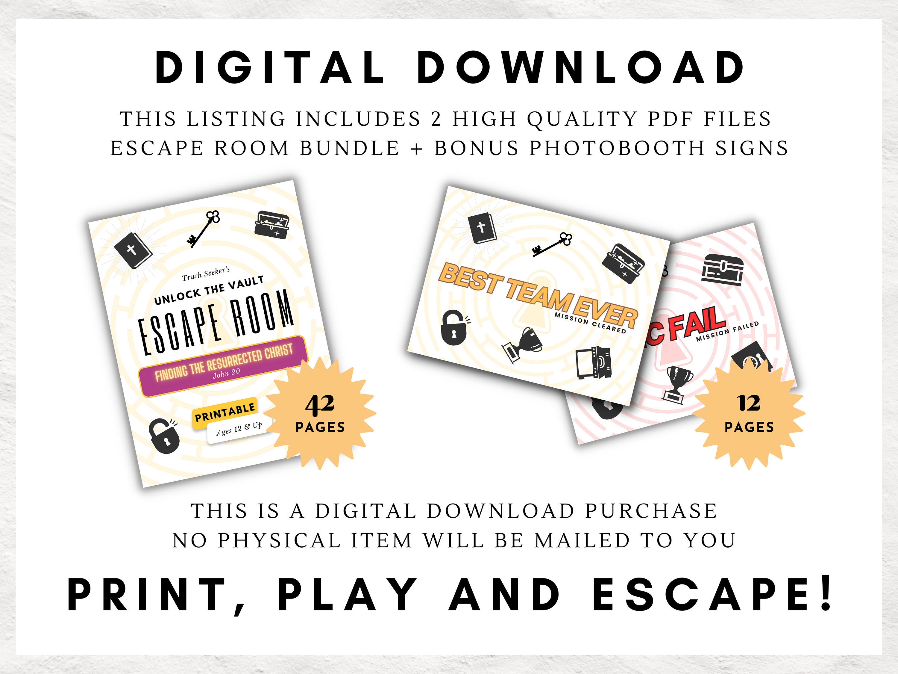 KJV Bible Study Escape Room Game John 20 Resurrection Easter Escape ...