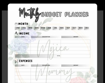 Printable Monthly Budget, Blue and Green, Monthly Income & Expense ...