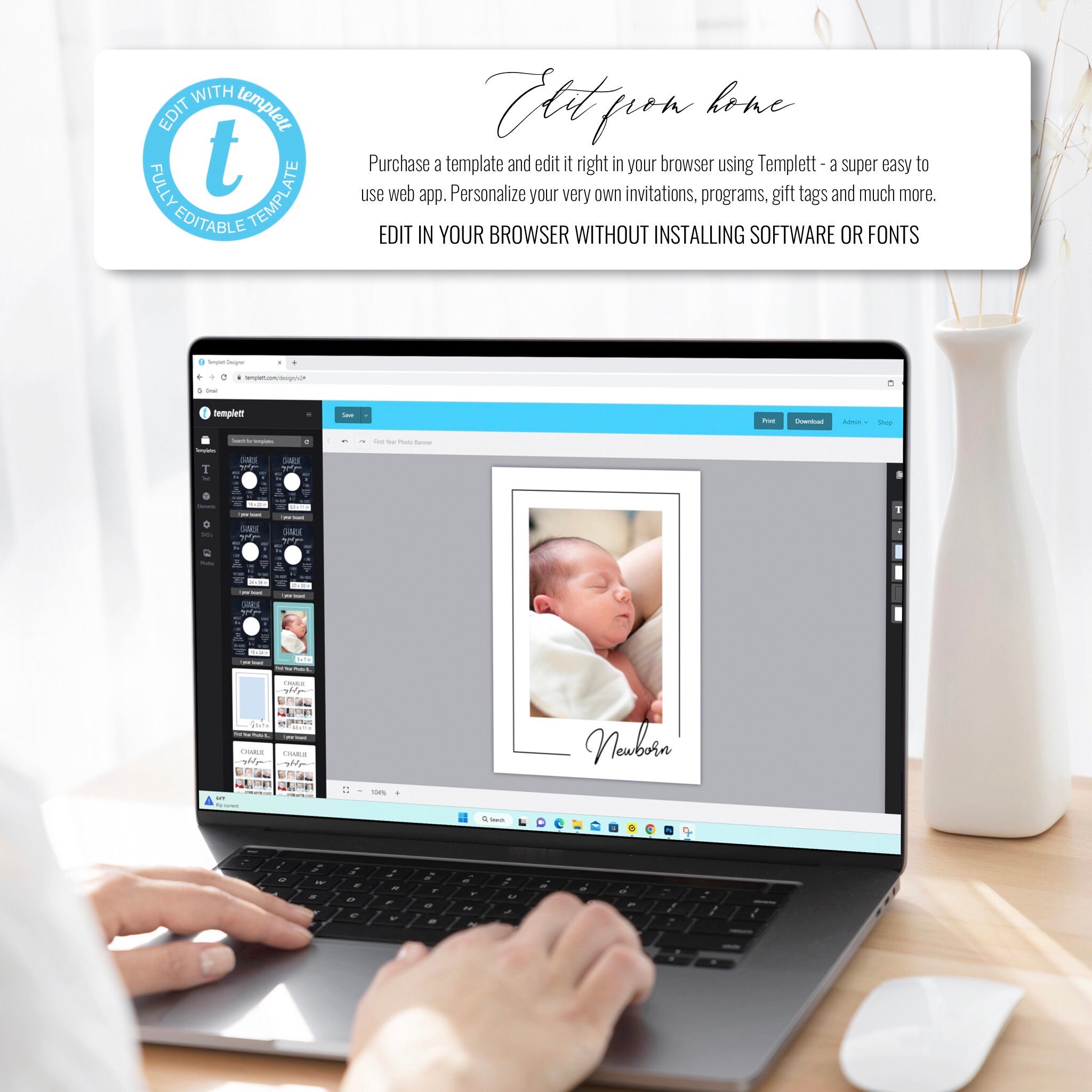 First Birthday Printable Welcome Sign Template One Year Old Photo ...