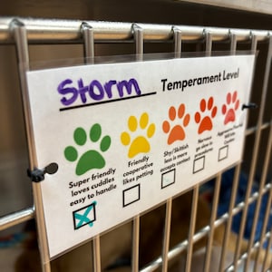 Temperment Level Kennel Card for Veterinary Clinics - Etsy