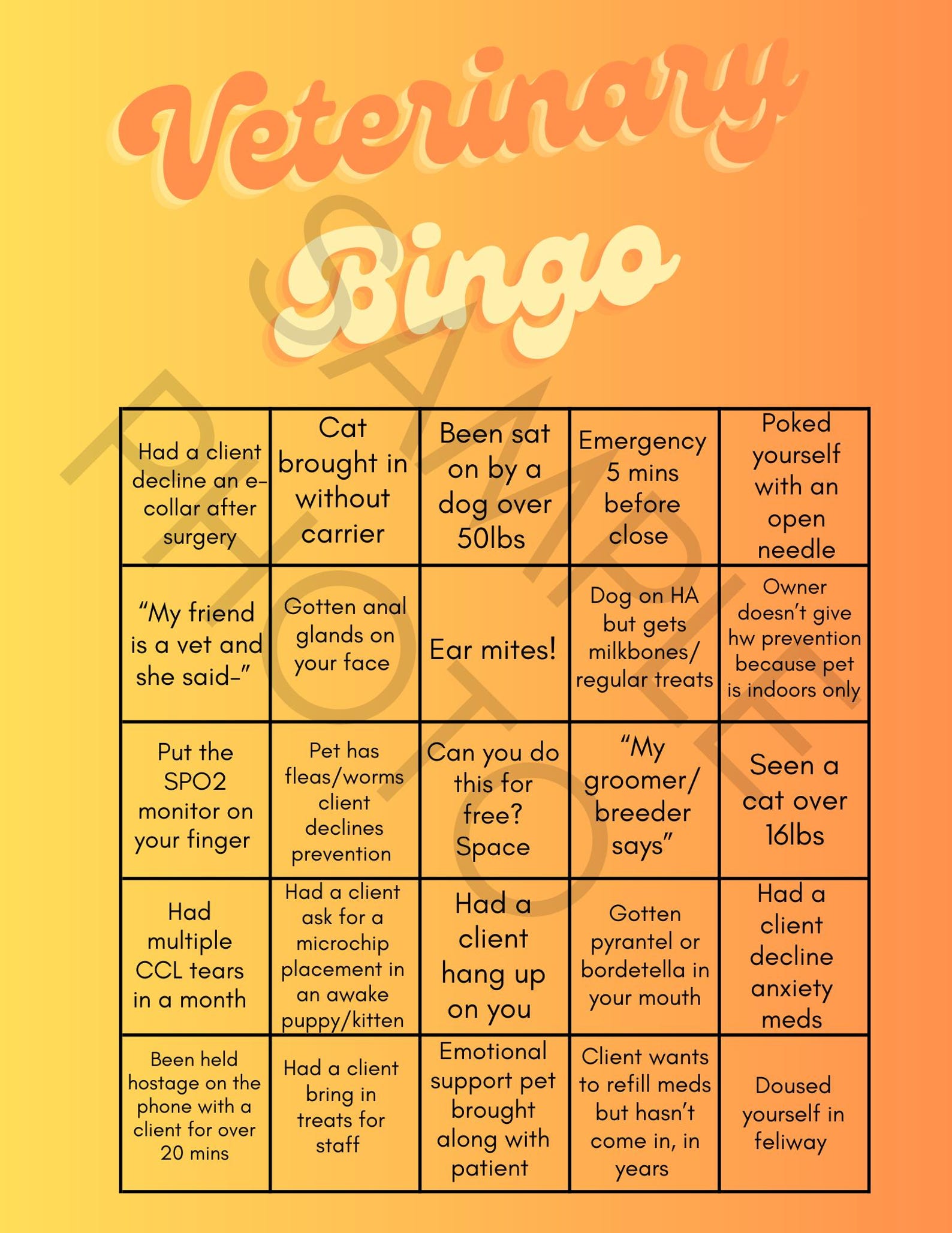 Veterinary Bingo Boards - Etsy