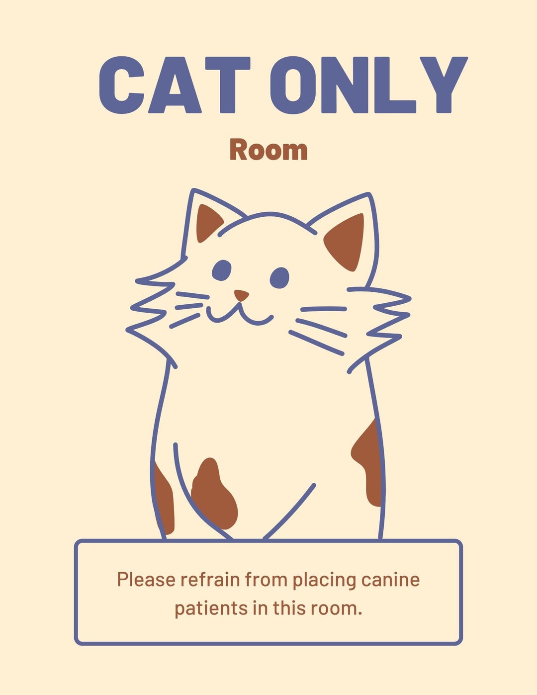 Veterinary Hospital Cat Only Room Signs - Etsy
