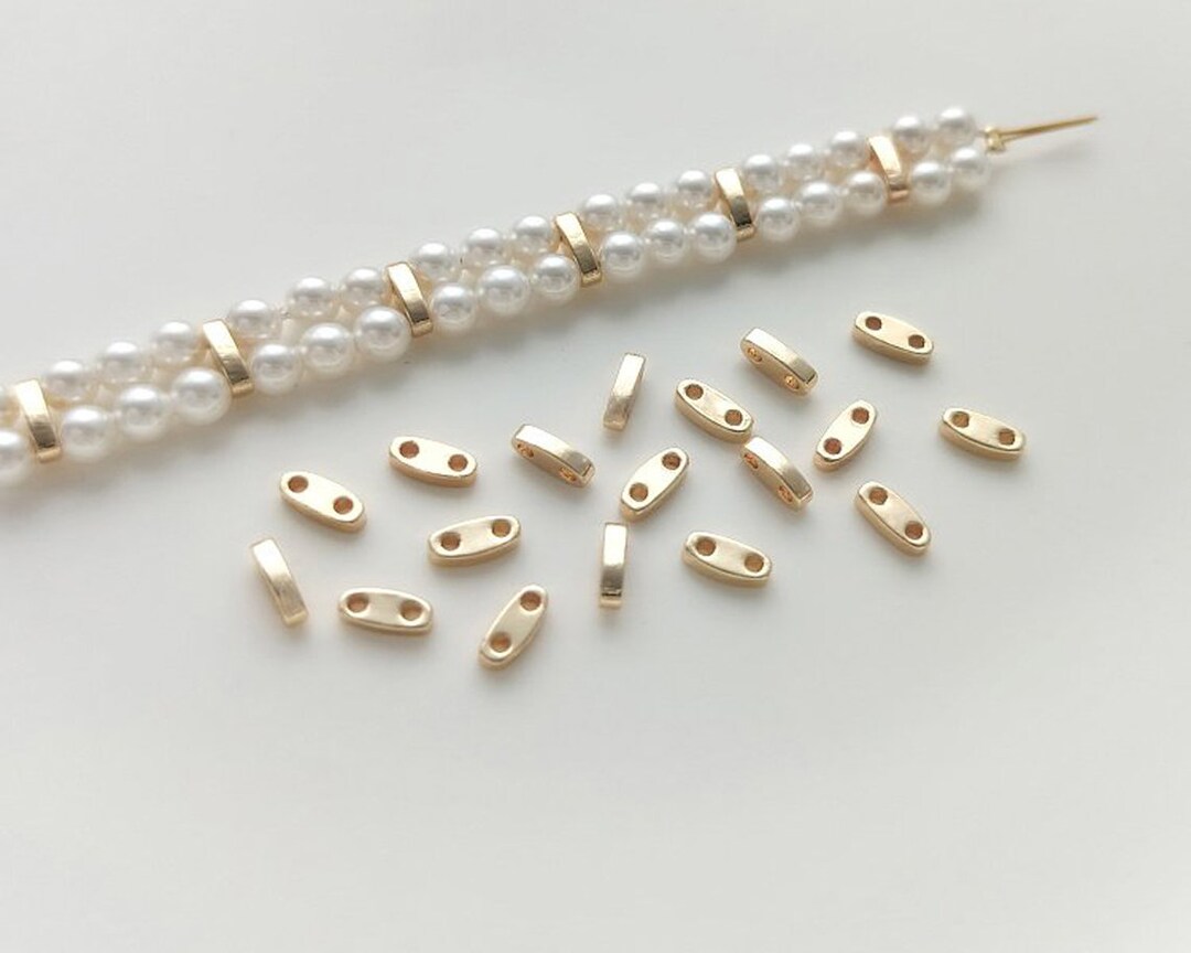 50PCS 5*2mm Double Hole Spacer, Double Row Millet Bead Spacer DIY ...