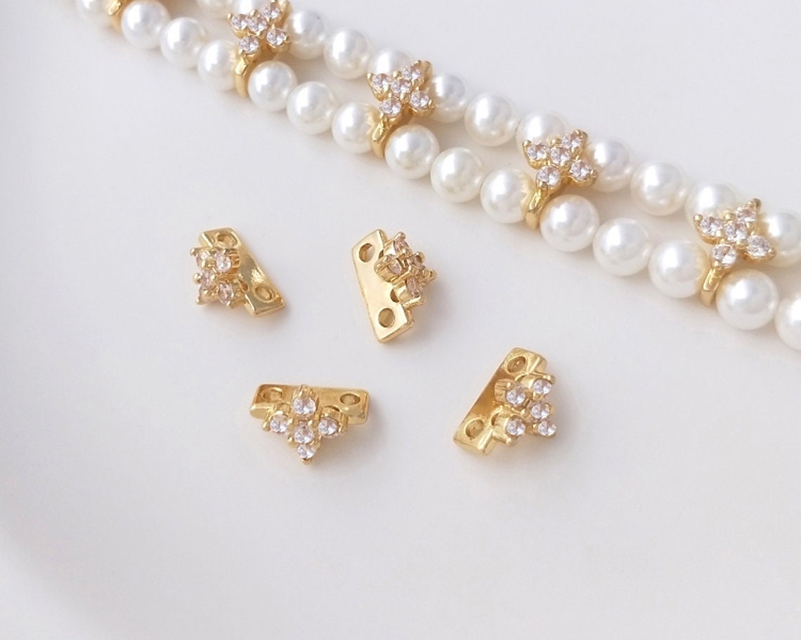 10PCS 14k Gold Filled Zirconium Inlaid Double Row Hand String Pearl ...
