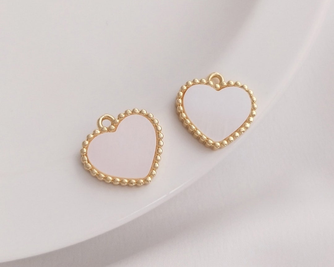 4PCS 14k Gold Filled White Shell Heart Pendant Necklace, Natural Whit ...