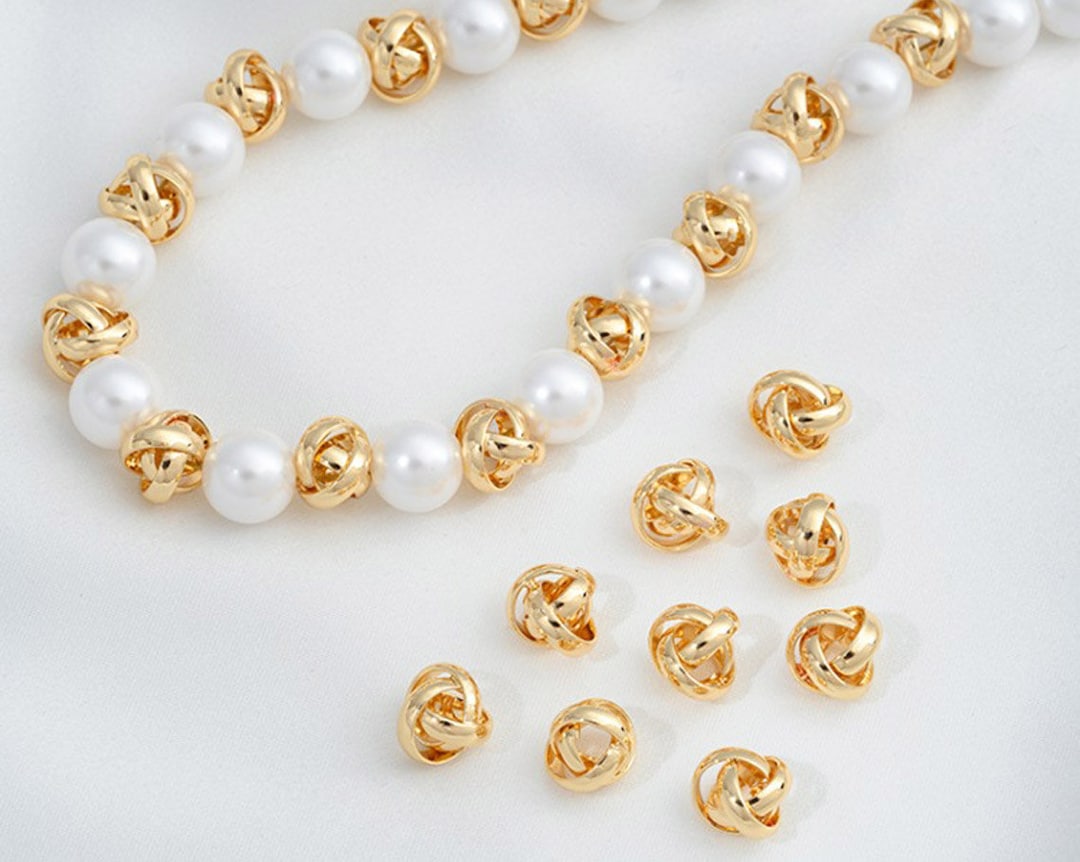 10PCS Brass Knot Design Spacer Beads, for Jewelry Bracelet Necklace ...