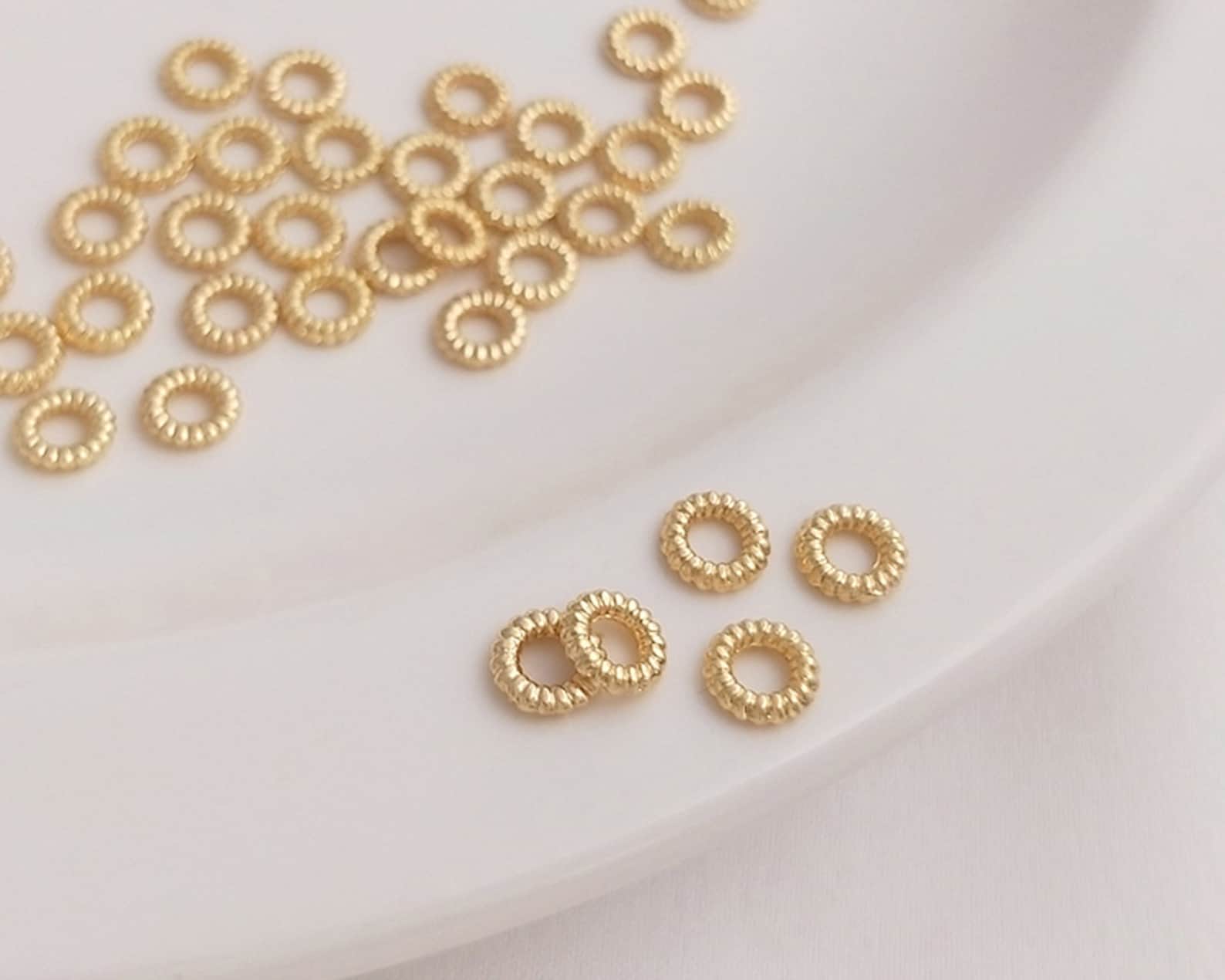 100PCS 14k Gold Filled Textured Closed Loop Jump Rings Brass Jump Rings ...